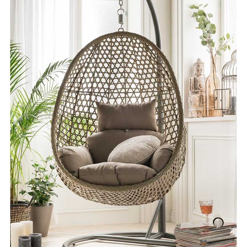 Egg shape single seater spider net Outdoor swing with stand - Omg Furniture