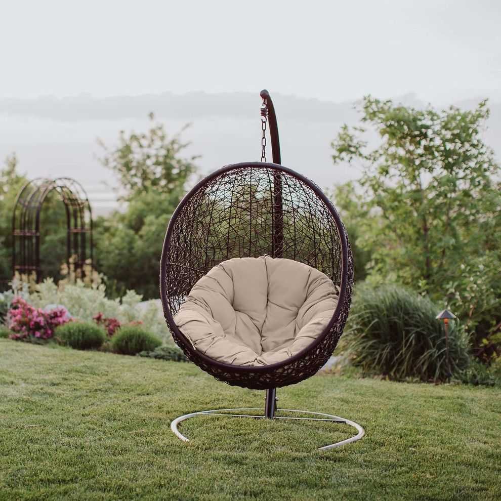 Egg Shape Single Seater Spider Net Outdoor Swing with Stand