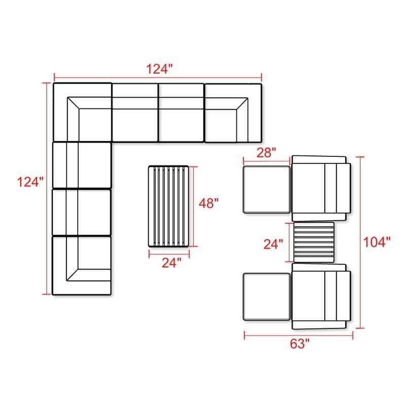 Eight seater L shape rattan seating with center table and mudda - Omg ...