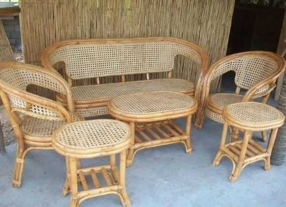 Five seater cane table set with mudda - Omg Furniture