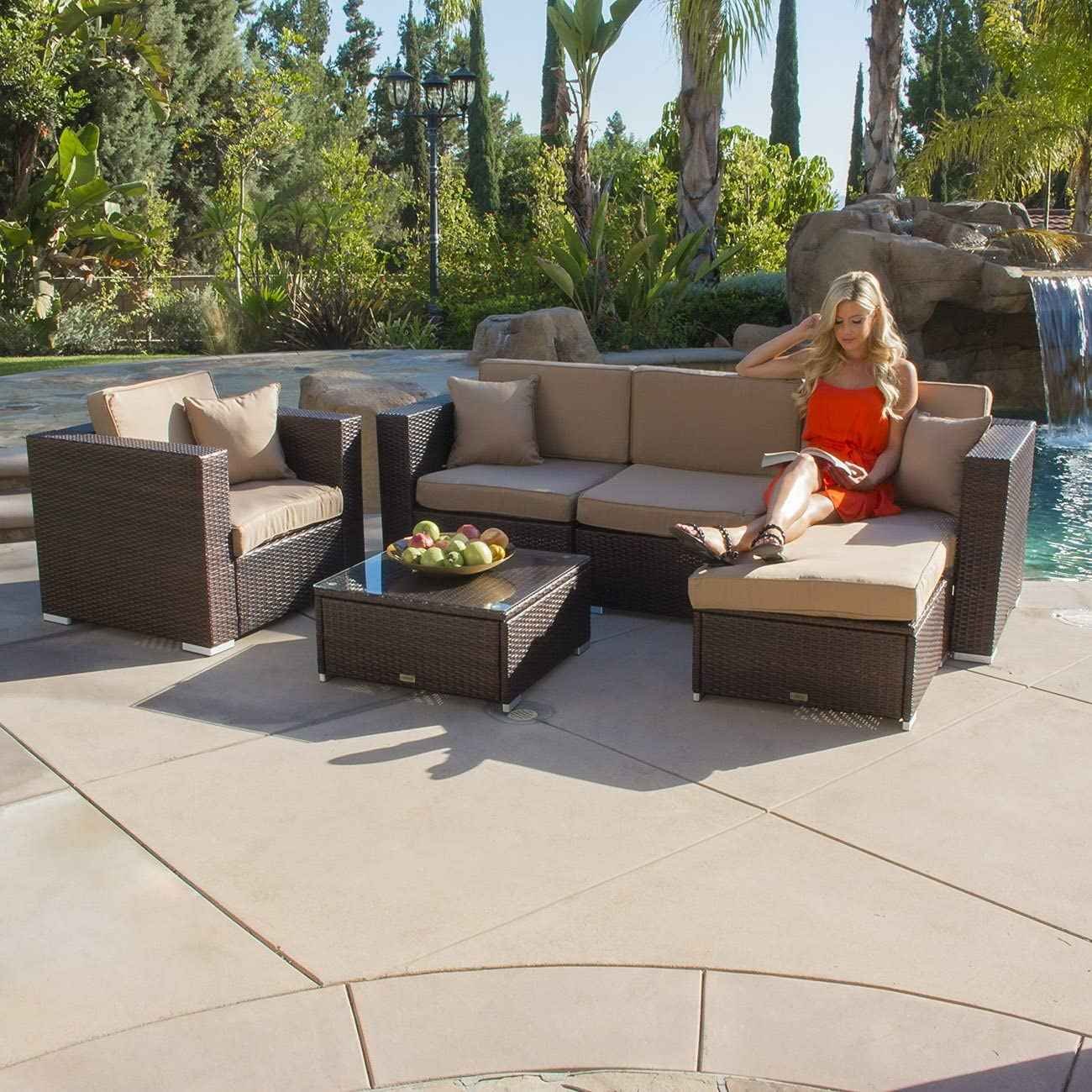 Four Seater Outdoor Sofa Set with Coop & Glass Top Center Table