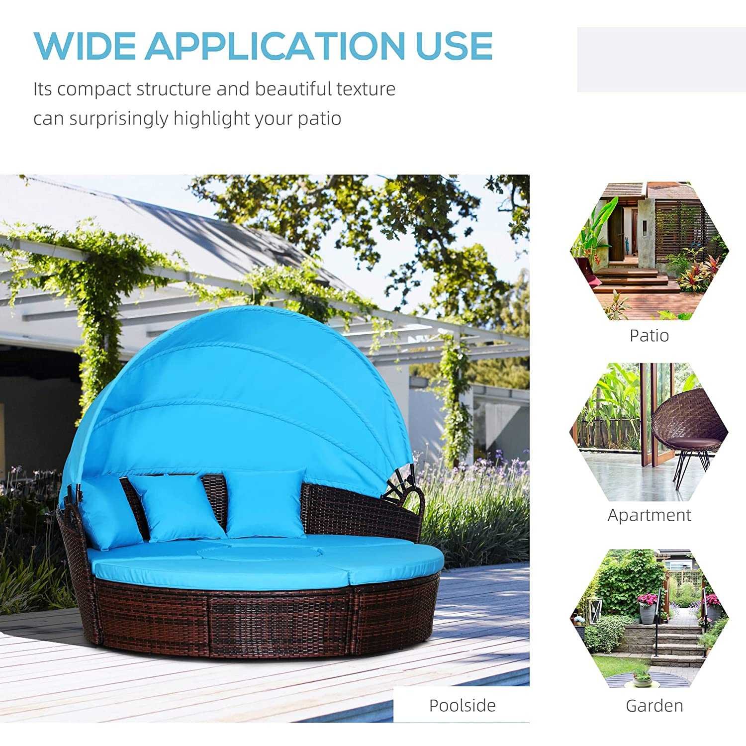 Outdoor sun bed with canopy - Omg Furniture