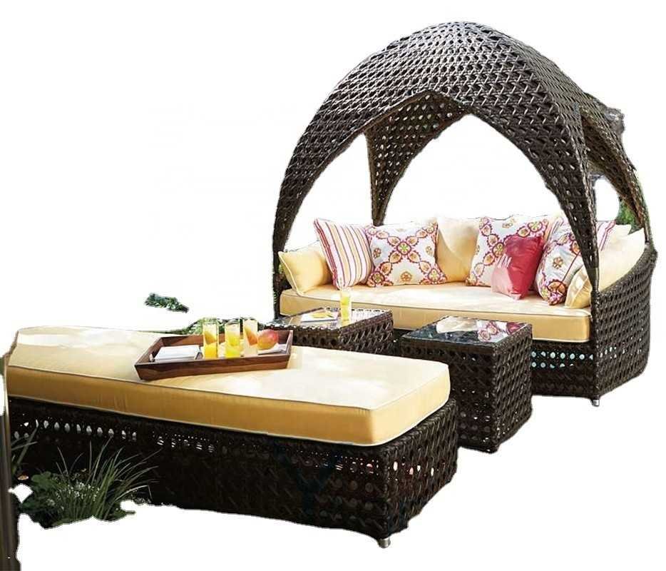 Outdoor sun bed with coop & side table ring style - Omg Furniture