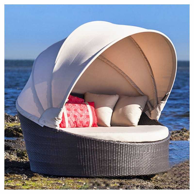 Round shape outdoor garden sun bed with canopy - Omg Furniture