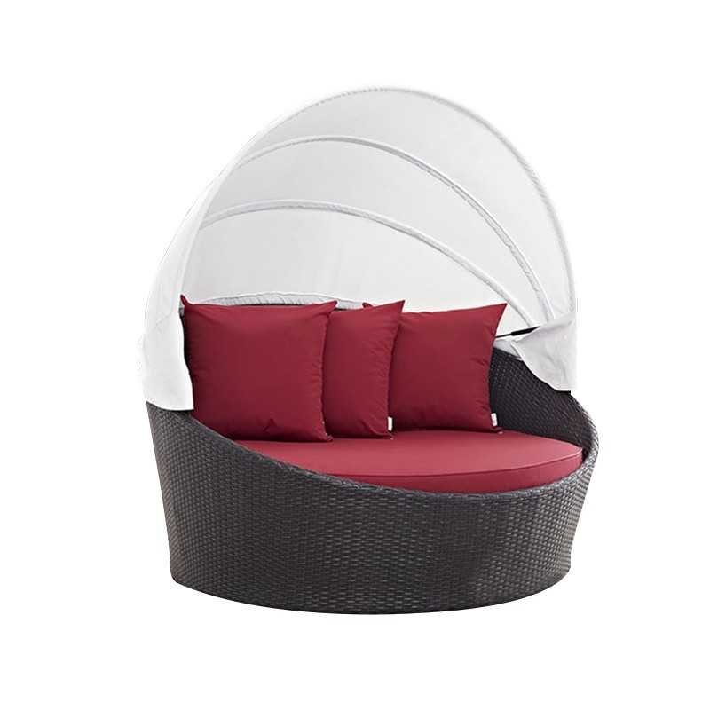 Round shape outdoor garden sun bed with canopy - Omg Furniture
