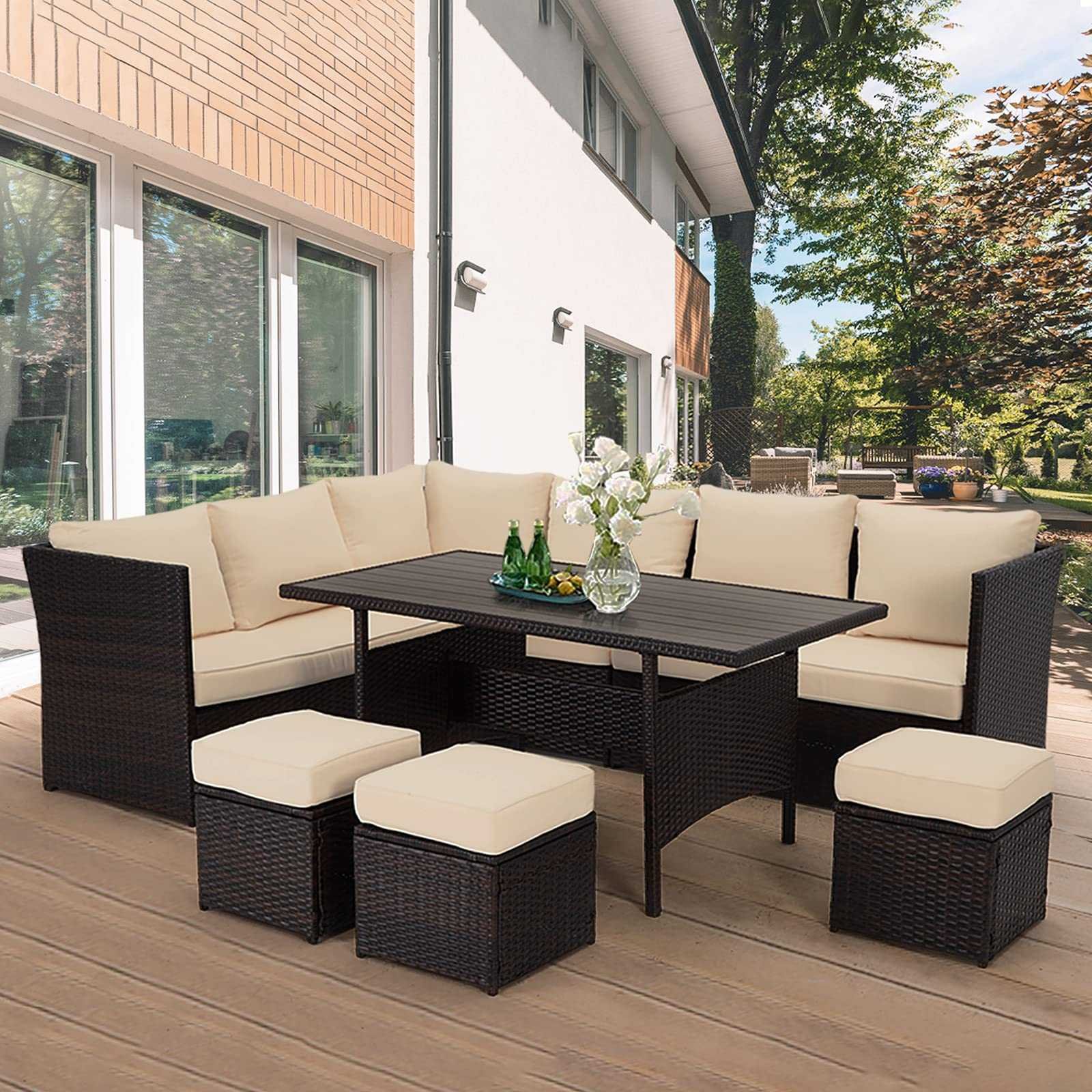 Six seater restaurant sofa with center table and mudda - Omg Furniture