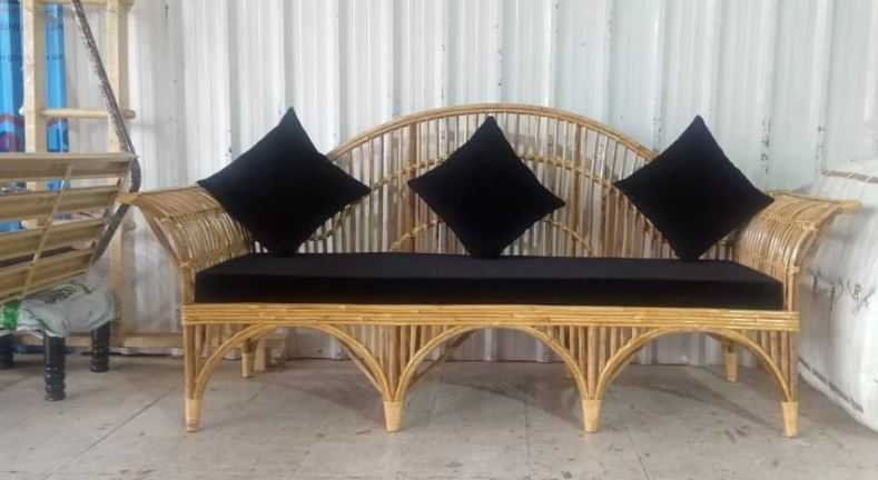 Three seater cane sofa set with side table - Omg Furniture