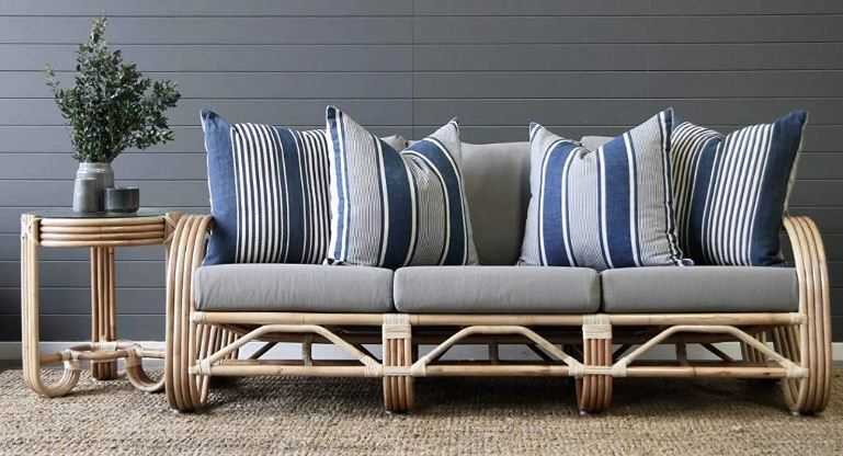 Three seater cane sofa set with side table - Omg Furniture