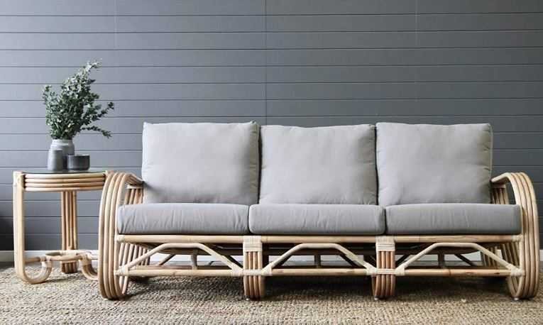 Three seater cane sofa set with side table - Omg Furniture