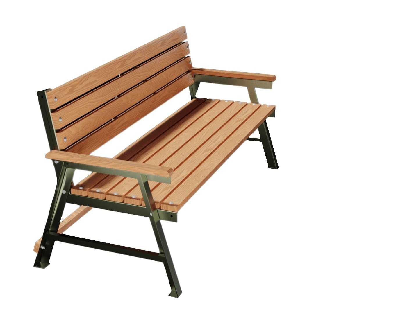 Three seater cast iron outdoor bench with wooden sit - Omg Furniture