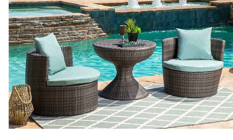 Two seater rattan chair with center table - Omg Furniture